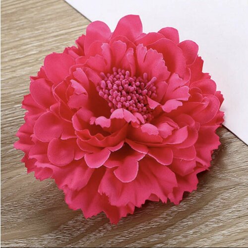 Заколка для волос-брошь, цветок Пион, диаметр 12 см, розовый