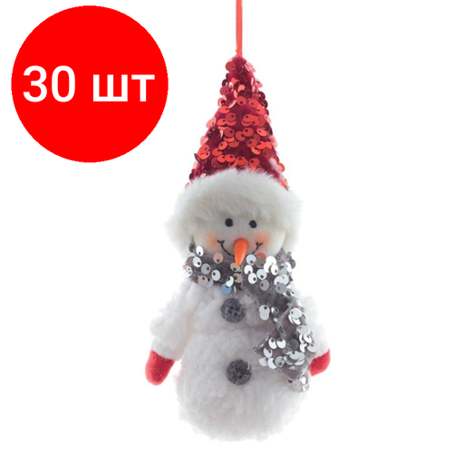 Комплект 30 штук, Украшение новогоднее Снеговик, L9 W6 H17 см, 2в. 763884