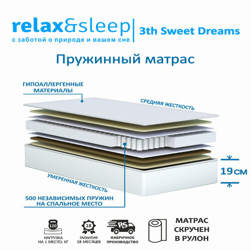 Матрас Relax&Sleep ортопедический, независимые пружины 3th Sweet Dreams (130 / 190)