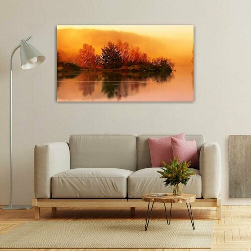 Картина на холсте 60x110 LinxOne "Оранжевый пейзаж" интерьерная для дома / на стену / на кухню / с подрамником