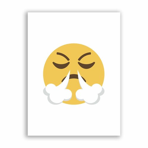 Постер, плакат на бумаге / Emoji / Эмодзи с паром из носа / Размер 60 x 80 см