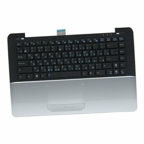 Клавиатура RocknParts для ноутбука Asus UX30 с топкейсом, серебристая панель, черные кнопки