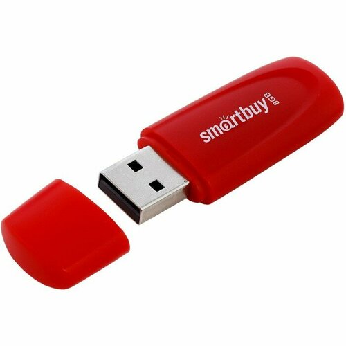 Флешка Smartbuy 008GB2SCR, 8 Гб, USB2.0, чт до 15 Мб/с, зап до 12 Мб/с, красная (комплект из 3 шт)