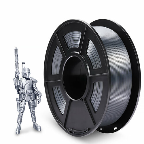 Филамент NVPRINT Silk PLA+ Silver для 3D печати диаметр 1.75мм длина 330 метров масса 1 кг