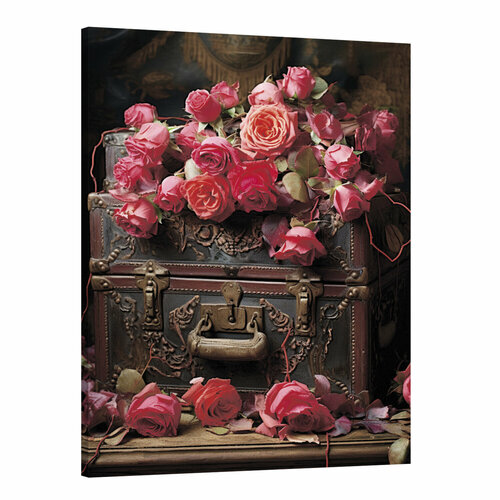 Интерьерная картина 50х70 "Розы в сокровищах"