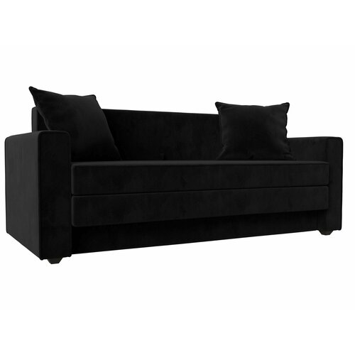 Прямой диван-кровать Лига-012, Велюр черный