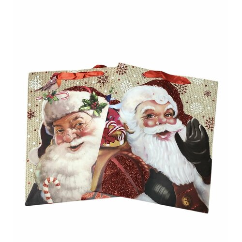Набор подарочных новогодних пакетов Дед Мороз , 32x26х10 см, 2 шт