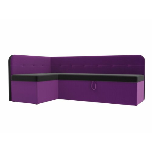Кухонный угловой диван Форест левый угол, Микровельвет черный и фиолетовый
