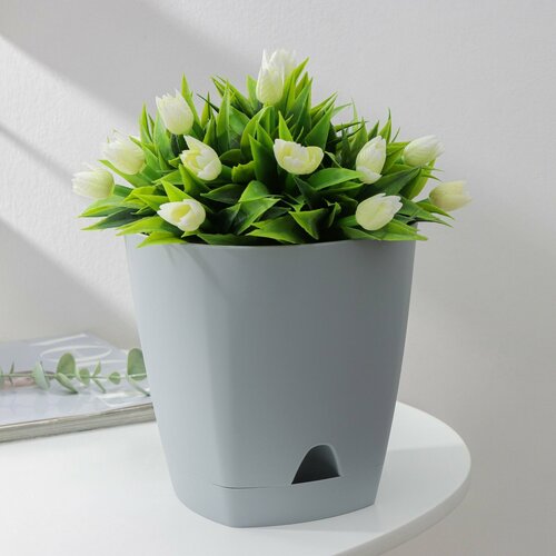 Горшок для цветов с прикорневым поливом Amsterdam, 2,5 л, d=17 см, h=16,5 см, цвет серый