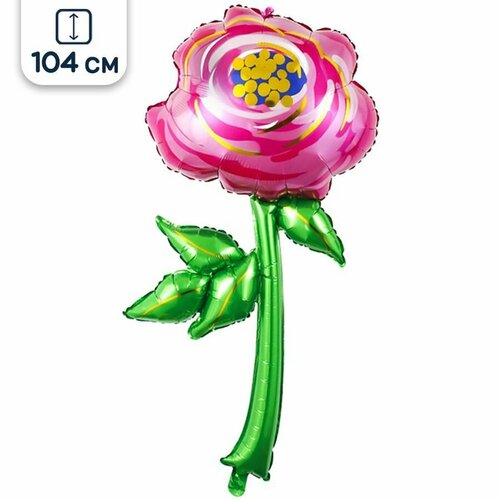 Воздушный шар Riota фигурный, цветок, Роза, розовый, 104 см, 1 шт.