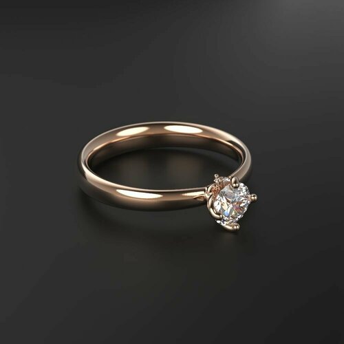 Кольцо помолвочное Constantine Filatov помолвочное кольцо с бриллиантом, красное золото, 585 проба, размер 18.5, розовый