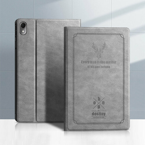 Чехол-обложка MyPads для Huawei MatePad 11.5 из высококачественной эко-кожи класса премиум в стиле Винтажная книга, серый