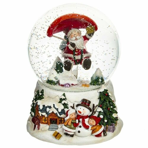 Фигурка декоративная в стекл. шаре с музыкой "Санта", D 10 см, L10 W10 H14 см В заказе : 1 шт