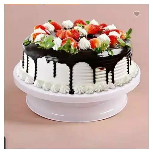 Поворотный столик для торта, тортница, столик кондитерский, тортовница вращающаяся, пластиковый белый, диаметр 28см