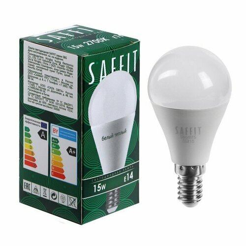 Лампа светодиодная SAFFIT, 15W 230V E14 2700K G45, SBG4515 (комплект из 6 шт)