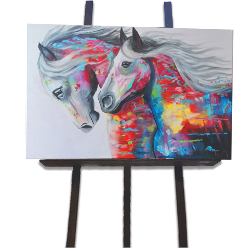 Интерьерная картина в стиле поп-арт "Бегущие кони"