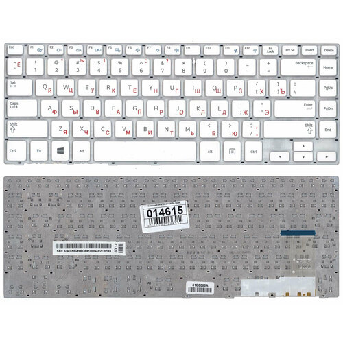 Клавиатура для ноутбука Samsumg BA5903619 белая без рамки, плоский Enter