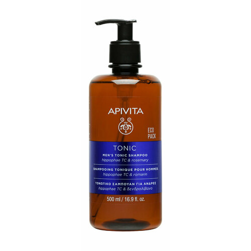 Тонизирующий шампунь против выпадения волос 500 мл Apivita Men's Tonic Shampoo Hippophae TC and Rosemary