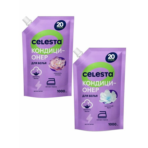 Набор Кондиционеров для белья Celesta Нежность лотоса дой-пак 1 литр+Цветочный бриз дой-пак 1 литр