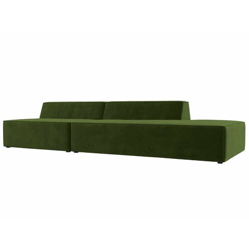 Прямой модульный диван Лига Диванов Монс Модерн правый Зеленый (Микровельвет)