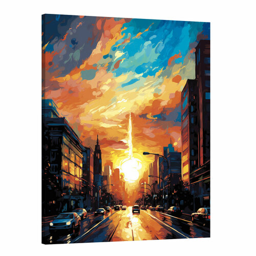 Интерьерная картина 50х70 "Городской закат"