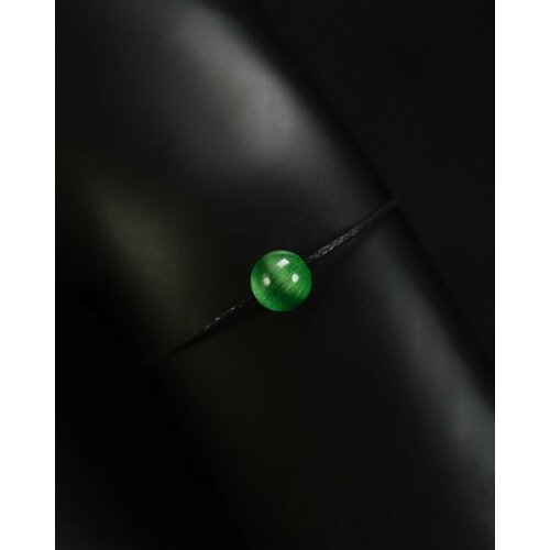Браслет Grow Up Браслет Кошачий глаз - имитированный камень, цвет зеленый, 8 мм, на черном шнурке - привлекает любовь и счастье
