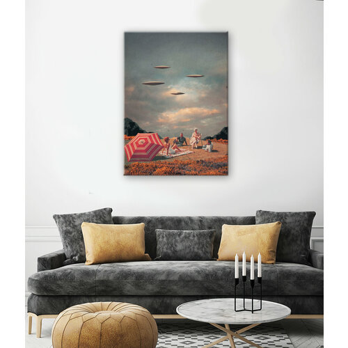 Картина/Картина на холсте/Картина на холсте для интерьера/Картина на стену/Картина в подарок для дома/- летающая тарелка инопланетян 20х30