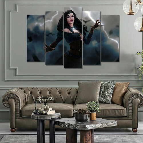 Модульная картина/Модульная картина на холсте/Модульная картина в подарок/Yennifer Lightning The Witcher - Йеннифер молния Ведьмак 125х85
