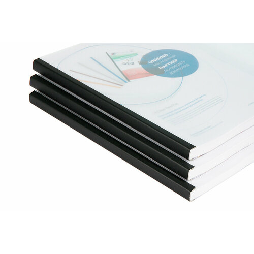 Пластиковая термообложка, А3 альбом, размер 120, черный корешок, набор (корешок + прозрачный пластик), Unibind (50 шт/упак)