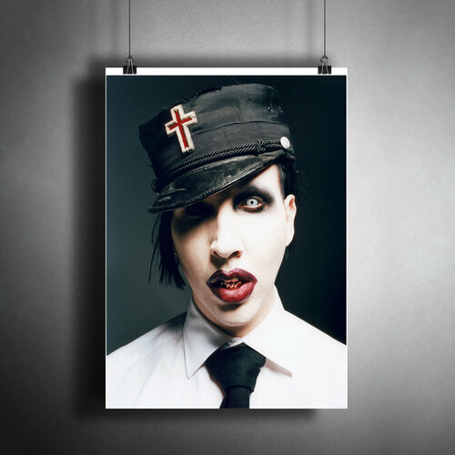 Постер плакат для интерьера "Музыка: Американский рок-певец Мэрилин Мэнсон. Лидер рок-группы Marilyn Manson" / A3 (297 x 420 мм)