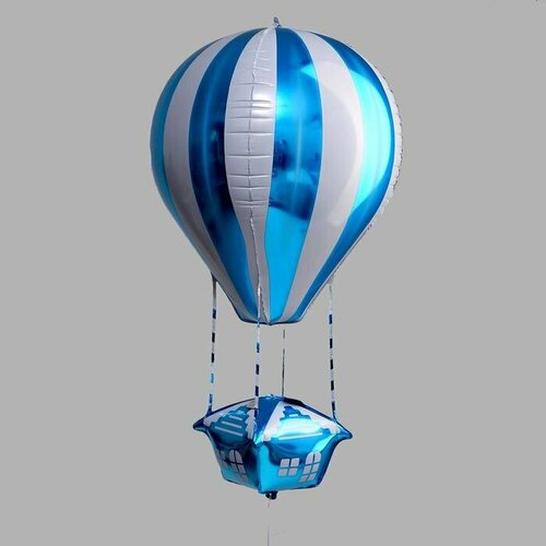 Шар фольгированный 35" «Воздушный шар», фигура, цвет синий (комплект из 5 шт)