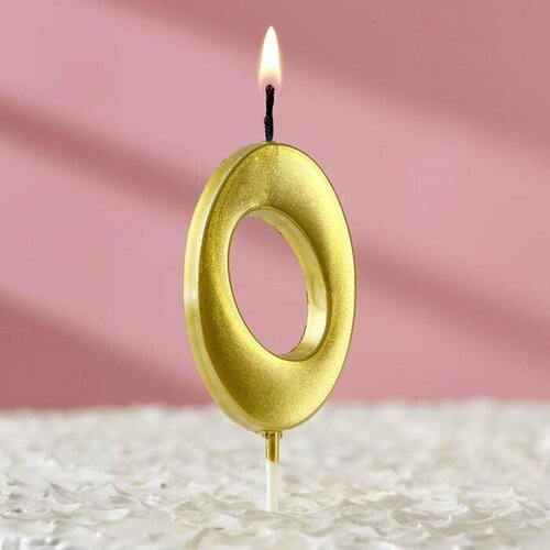 Свеча в торт цифра "0", 5,3 см, золото (комплект из 35 шт)
