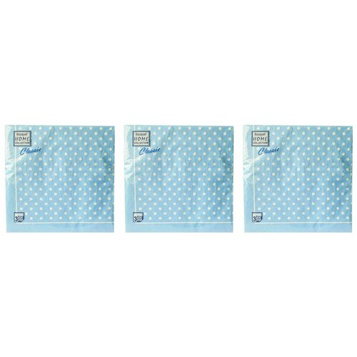 Bouquet Art Салфетки бумажные Горох голубой, 3 слоя, 33 х 33 см, 20 шт/уп, 3 уп
