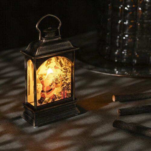 Светодиодная фигурка Luazon Lighting "Фонарь с Дедом Морозом", 7х13х3,5 см, пластик, AG13х3, теплое белое свечение (FNB-108)