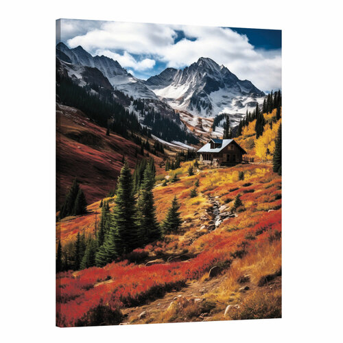 Интерьерная картина 50х70 "Уединенные горы: место для вдохновения"