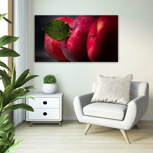 Картина на холсте 60x110 LinxOne "Яблоки листик красные" интерьерная для дома / на стену / на кухню / с подрамником