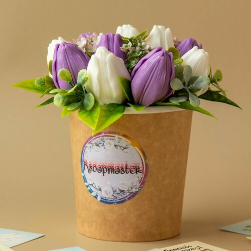 Мыло ручной работы букет "Комплимент" состоит из 11ти тюльпанов