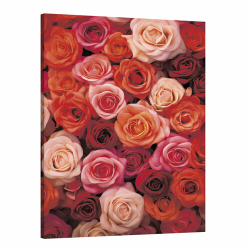 Интерьерная картина 50х70 "Розы в красках заката"