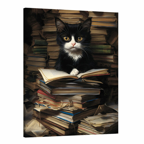 Интерьерная картина 50х70 "Кот и его тайны"