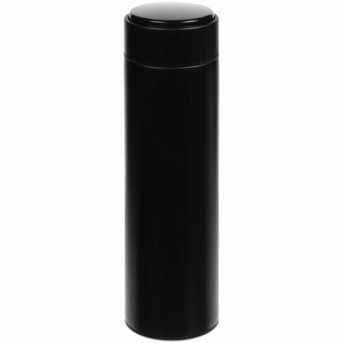 Смарт-бутылка с заменяемой батарейкой Long Therm, черная, высота 23,5 см, диаметр 6,5 см; упаковка: 7x7x24 см, металл, нержавеющая сталь