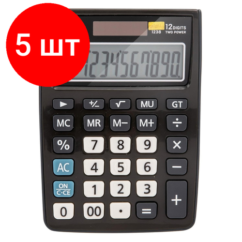 Комплект 5 штук, Калькулятор настольный комп. Deli E1238, 12-р, дв. пит, 145х105мм, серый