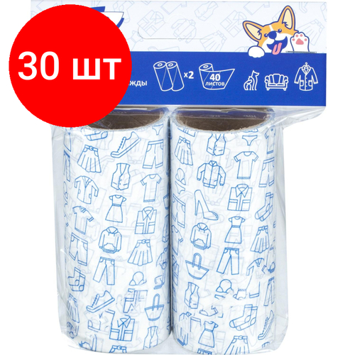 Комплект 30 упаковок, Ролик для чистки одежды Luscan Запасной блок,2х, принт. бумага