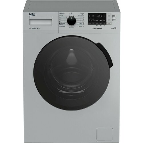 Узкая стиральная машина Beko RSPE78612S, 7 кг, серебристый