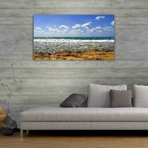 Картина на холсте 60x110 LinxOne "Природа Море Пена Берег" интерьерная для дома / на стену / на кухню / с подрамником