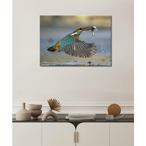 Картина - Зимородок, зимородок в полете, зимородок обыкновенный (1) 30х40