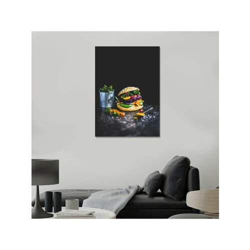 Картина на холсте с подрамником Бургер 20х30