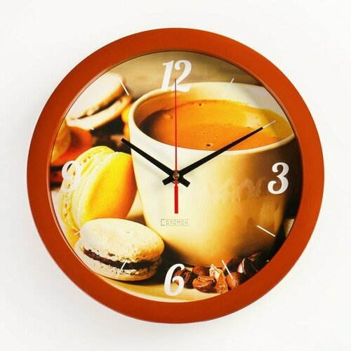 Часы настенные, d-28 см, кухонные, "Кофе и макаруны", бесшумные (комплект из 3 шт)
