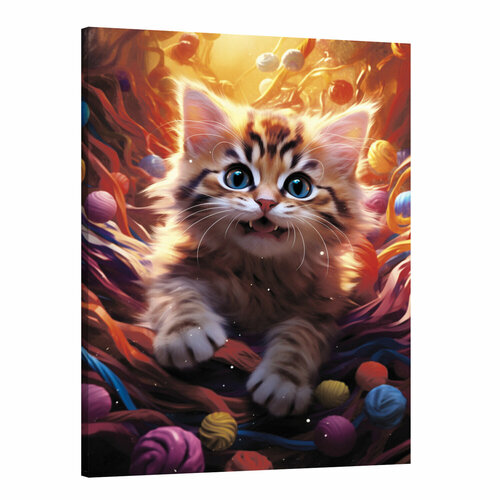 Интерьерная картина 50х70 "Кот и его пленительная игра"
