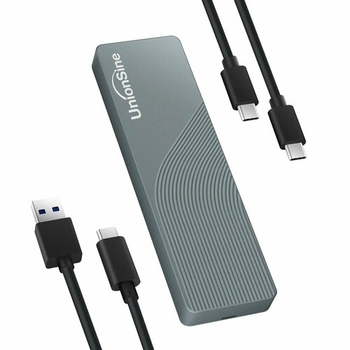Корпус для SSD UnionSine M.2 2280 NVMe / SATA, USB 3.0 Type A / USB 3.2 Type-С, 6 Гбит/с (SATA), 10 Гбит/с (NVMe), 2 кабеля
