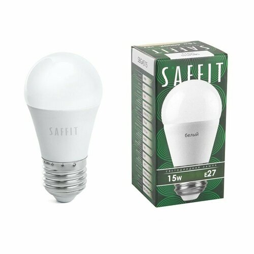 Лампа светодиодная SAFFIT, 15W 230V E27 4000K G45, SBG4515 (комплект из 12 шт)